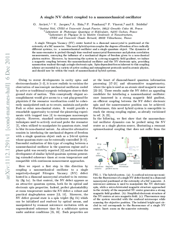 (PDF) A single nitrogen-vacancy defect coupled to a nanomechanical ...