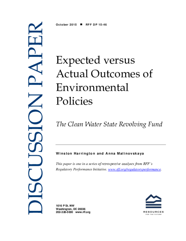 (PDF) Expected versus Actual Outcomes of Environmental Policies: The ...