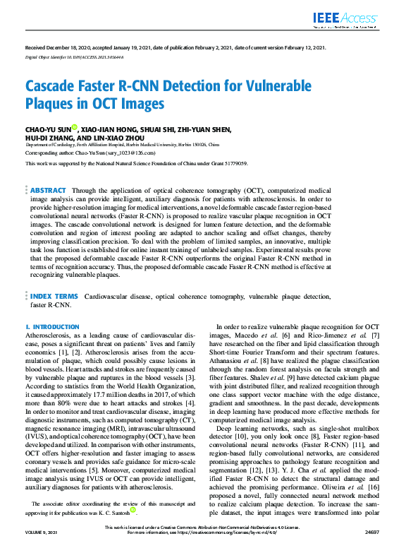 (PDF) Cascade Faster R-CNN Detection for Vulnerable Plaques in OCT Images