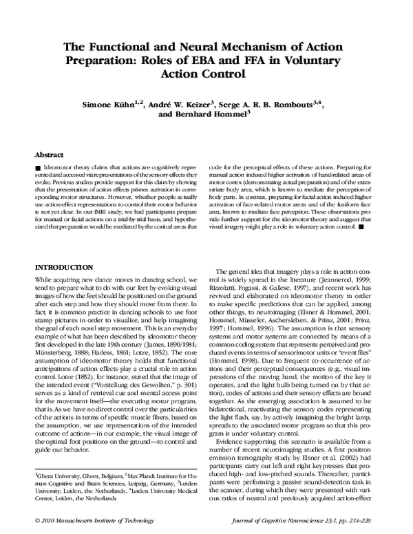 (PDF) The Functional and Neural Mechanism of Action Preparation: Roles of EBA and FFA in ...