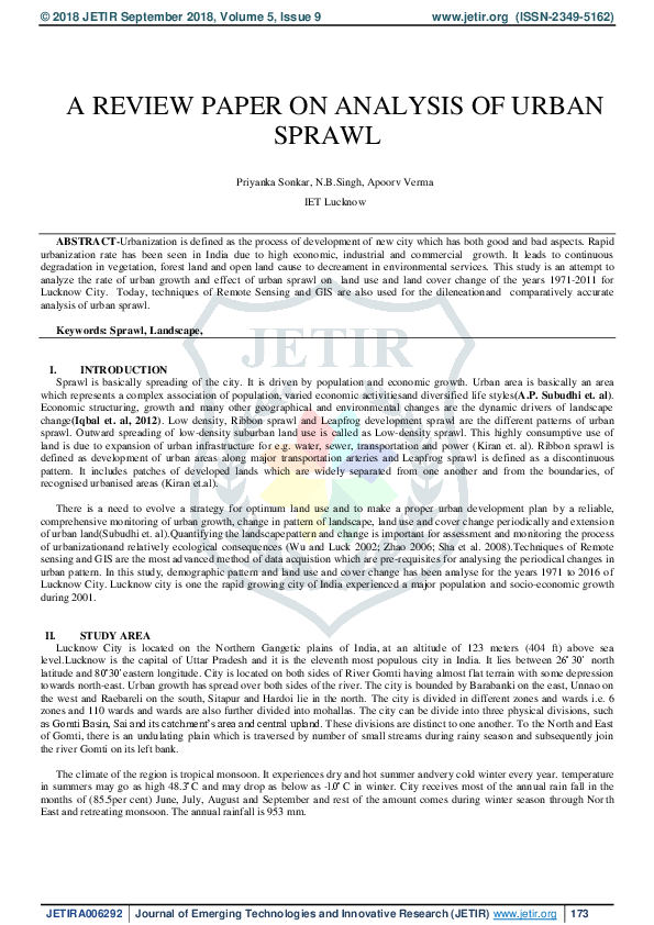 (PDF) A Review Paper on Analysis of Urban Sprawl