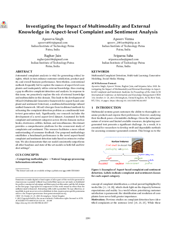 (PDF) Investigating the Impact of Multimodality and External Knowledge in Aspect-level Complaint ...