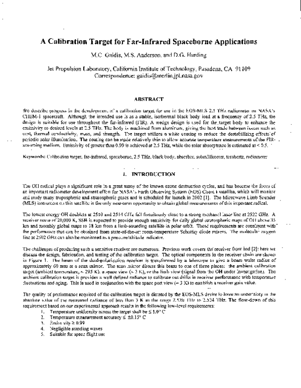 (PDF) Calibration target for far-infrared spaceborne applications