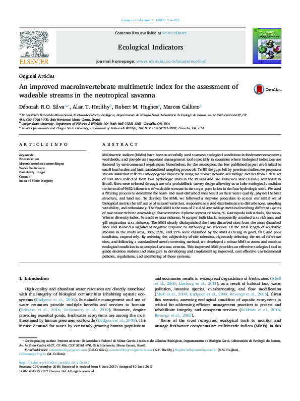 (PDF) An improved macroinvertebrate multimetric index for the ...