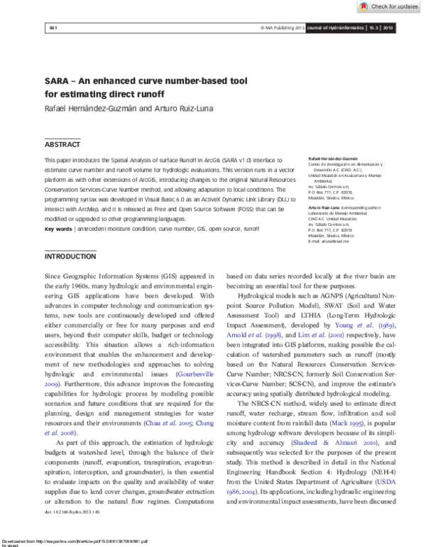 (PDF) SARA – An enhanced curve number-based tool for estimating direct ...