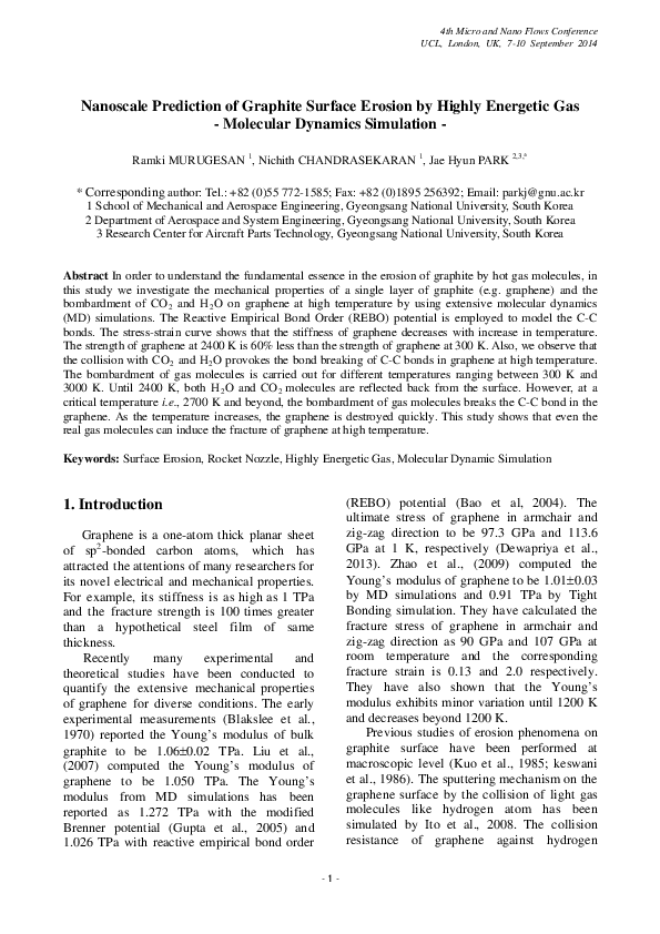 (PDF) Nanoscale Prediction of Graphite Surface Erosion by Highly ...