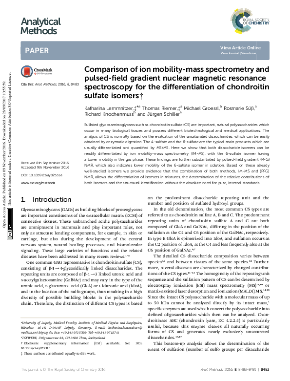 (PDF) Comparison of ion mobility-mass spectrometry and pulsed-field gradient nuclear magnetic ...