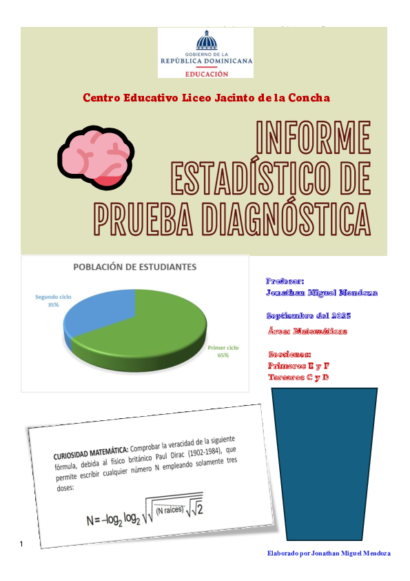(PDF) Informe Estadístico Pruebas Diagnostica 2025 2026 DEFINITIVO