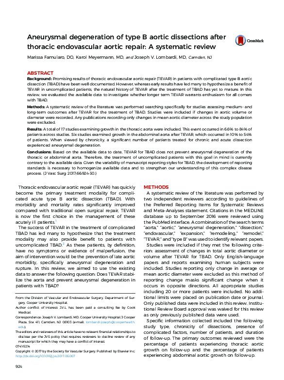 (PDF) Aneurysmal degeneration of type B aortic dissections after ...