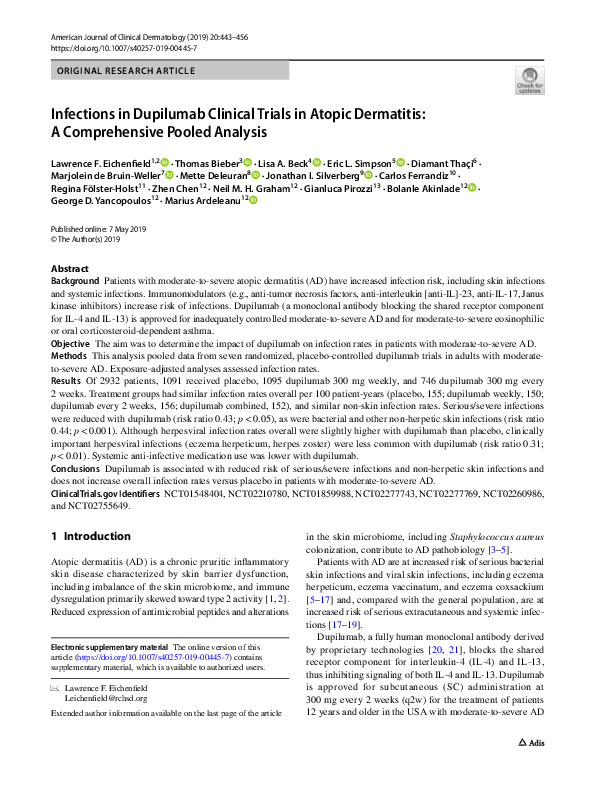 (PDF) Infections in Dupilumab Clinical Trials in Atopic Dermatitis: A ...