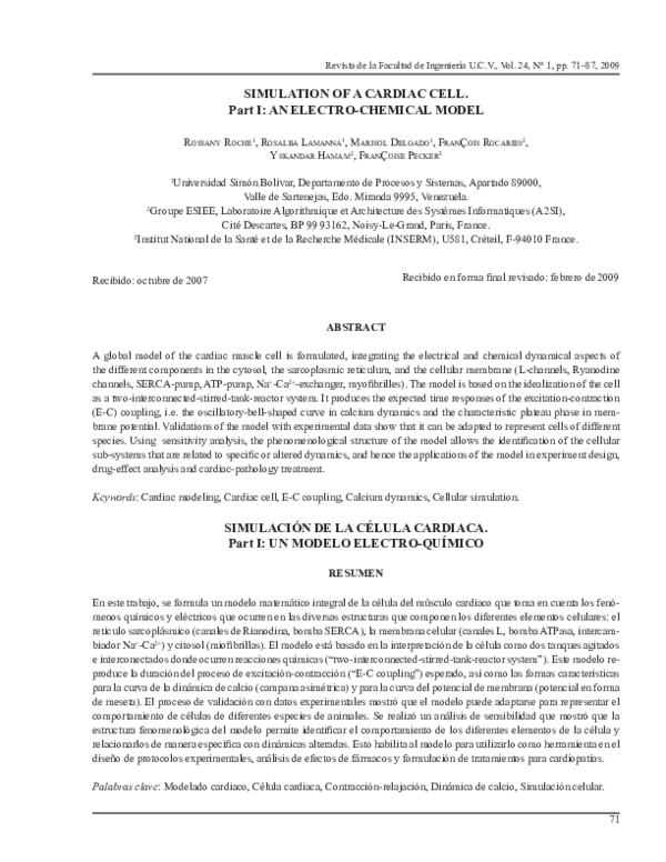(PDF) SIMULATION OF A CARDIAC CELL. Part I: AN ELECTRO-CHEMICAL MODEL ...