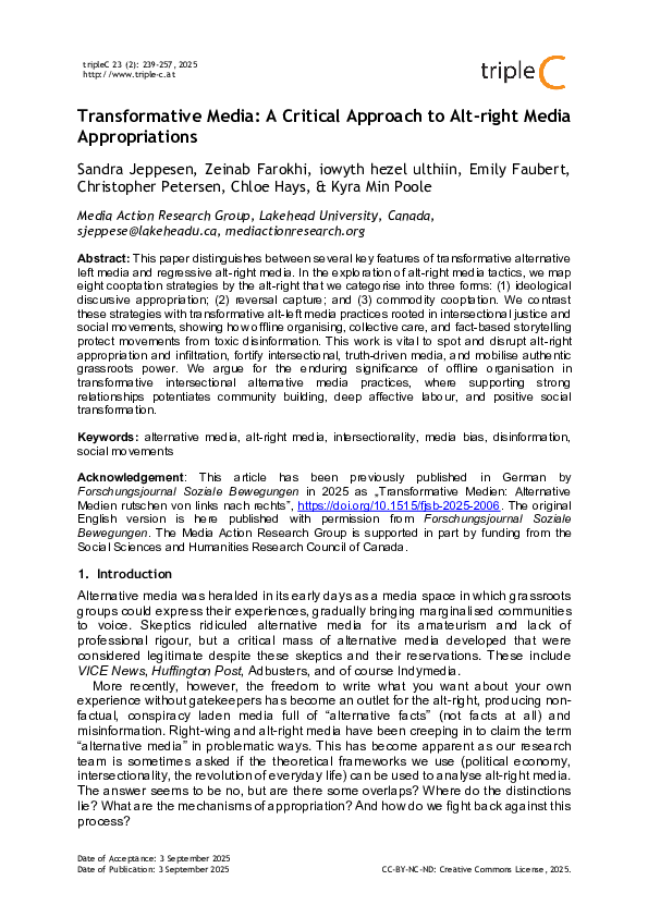 (PDF) Transformative Media: A Critical Approach to Alt-right Media ...