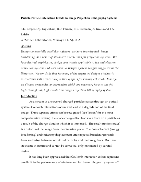 (PDF) Particle–particle interaction effects in image projection ...
