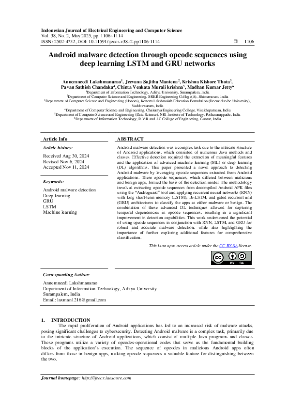 (PDF) Android malware detection through opcode sequences using deep ...