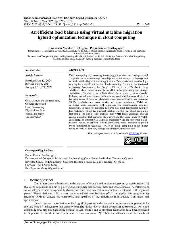 (PDF) An efficient load balance using virtual machine migration hybrid optimization technique in ...
