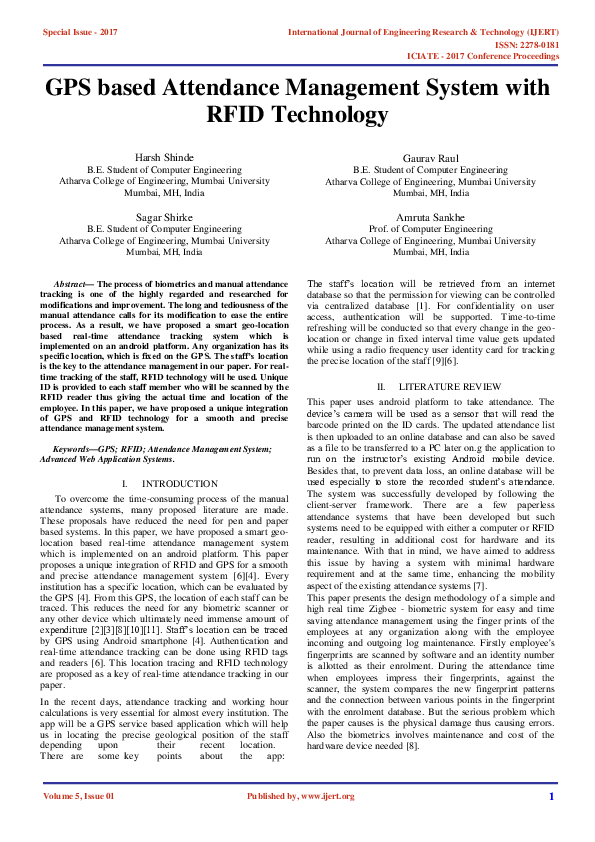 (PDF) GPS based Attendance Management System with RFID Technology
