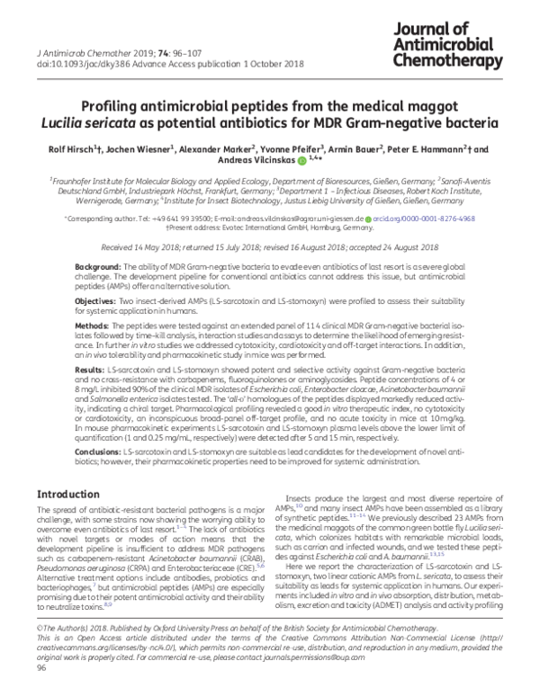 (PDF) Profiling antimicrobial peptides from the medical maggot Lucilia ...