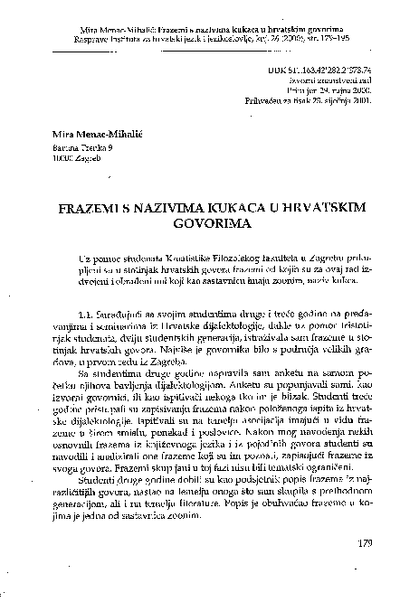 (PDF) Frazemi S Nazivima Kukaca U Hrvatskim Govorima