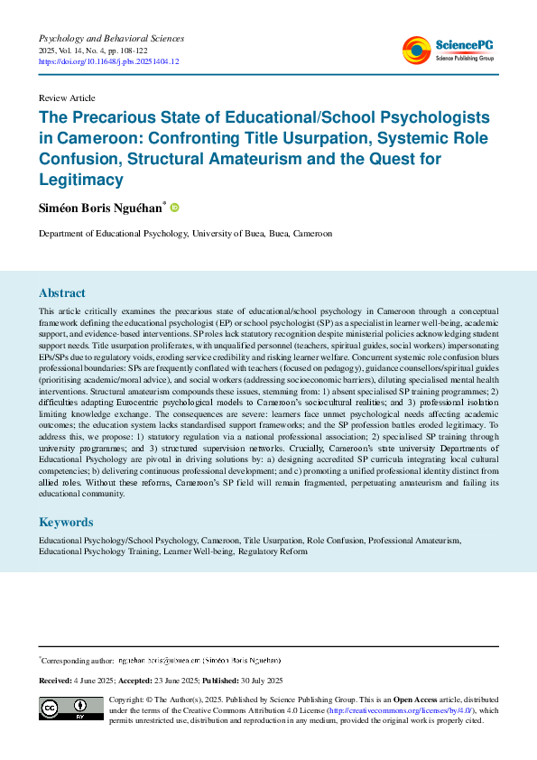 (PDF) The Precarious State of Educational/School Psychologists in ...