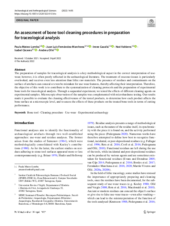 (PDF) An assessment of bone tool cleaning procedures in preparation for ...