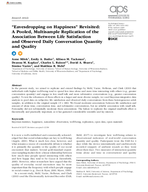(PDF) “Eavesdropping on Happiness” Revisited: A Pooled, Multisample ...