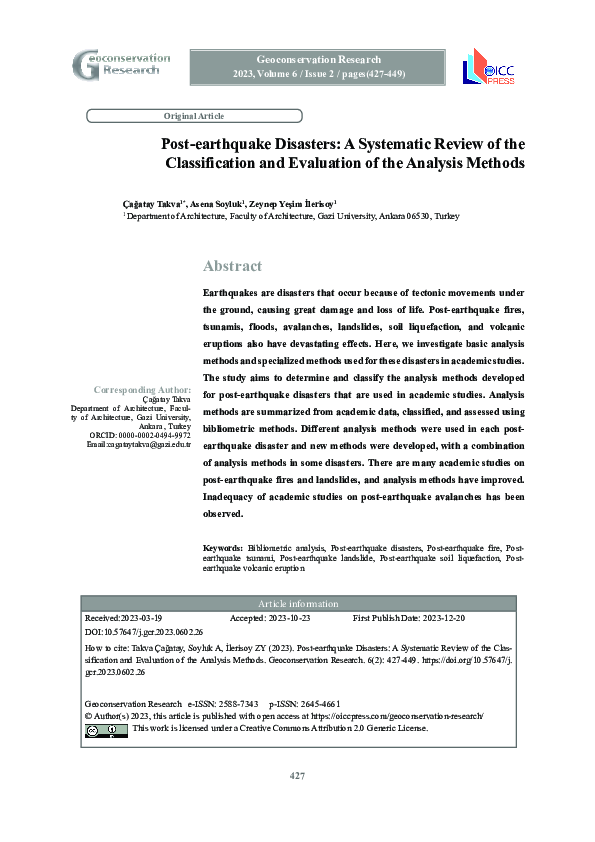 (PDF) Post-earthquake Disasters: A Systematic Review of the ...