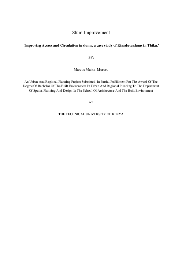 (PDF) 'Improving Access and Circulation in slums, a case study of ...