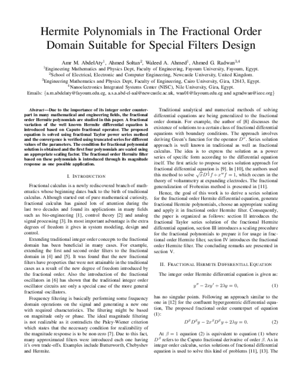 (PDF) On the Analysis and Design of Fractional-Order Chebyshev Complex ...