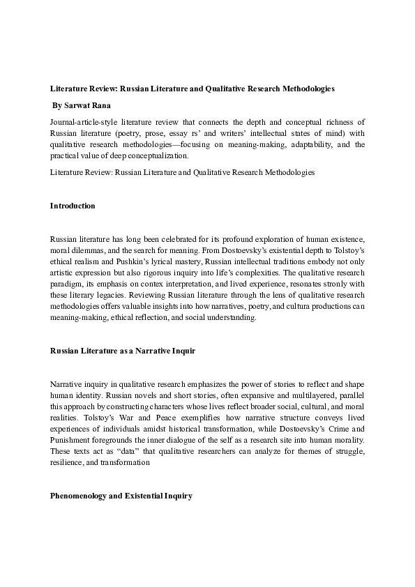 (PDF) Literature Review: Russian Literature and Qualitative Research ...