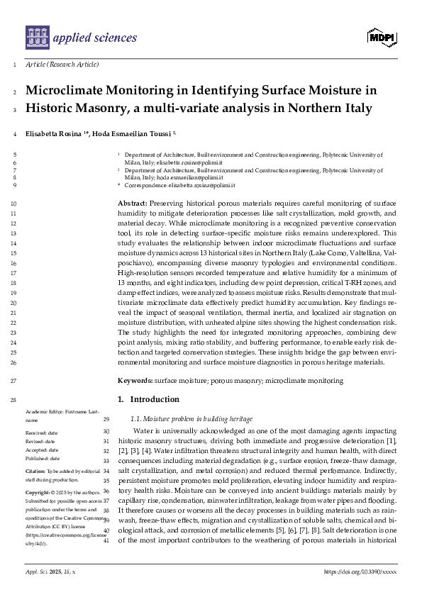 (PDF) Microclimate Monitoring in Identifying Surface Moisture in ...