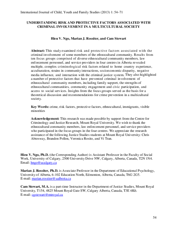 (PDF) Understanding Risk and Protective Factors Associated with ...