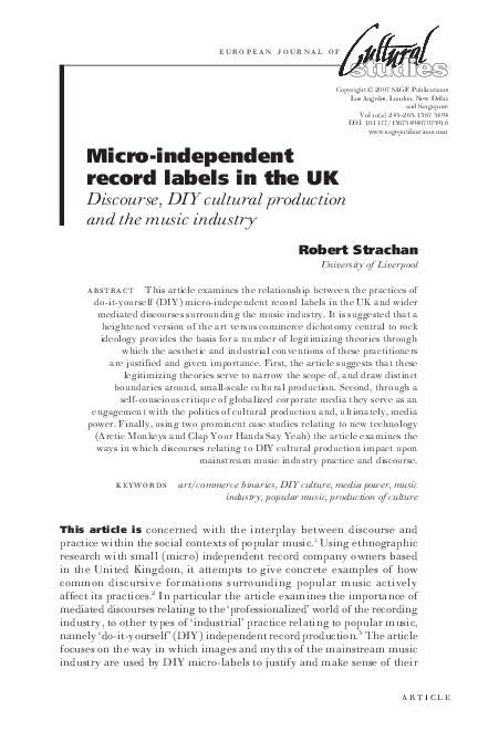 (PDF) Micro-independent record labels in the UK