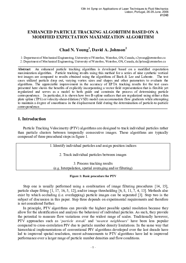 (PDF) Enhanced particle tracking algorithm based on a modified ...
