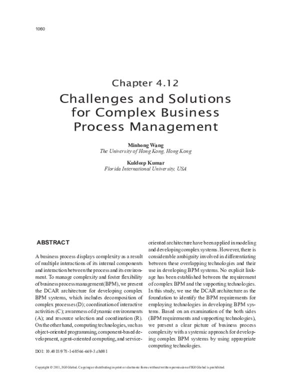 (PDF) Challenges and Solutions for Complex Business Process Management