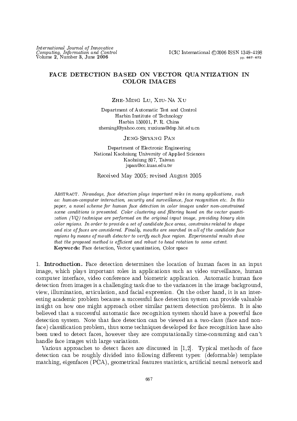 (PDF) Face Detection Based on Vector Quantization in Color Images