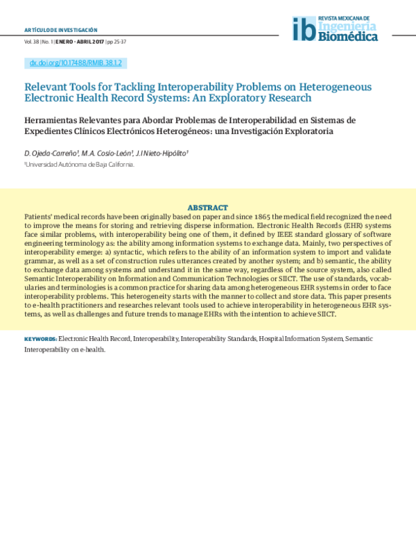 (PDF) Relevant Tools for Tackling Interoperability Problems on Heterogeneous Electronic Health ...