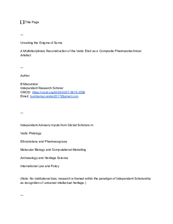 (PDF) Unveiling the Enigma of Soma: A Multidisciplinary Reconstruction ...