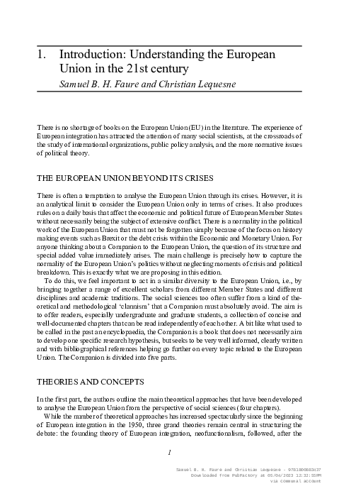 (PDF) Introduction: Understanding the European Union in the 21st century