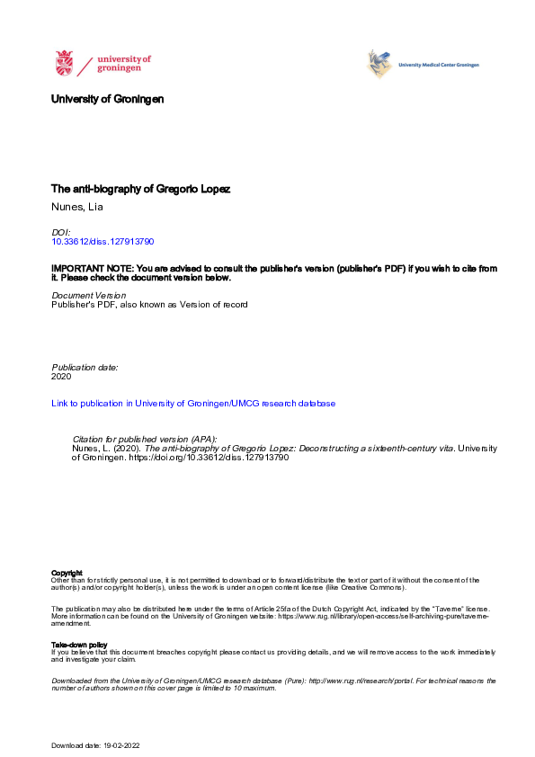 (PDF) The anti-biography of Gregorio Lopez: Deconstructing a sixteenth ...