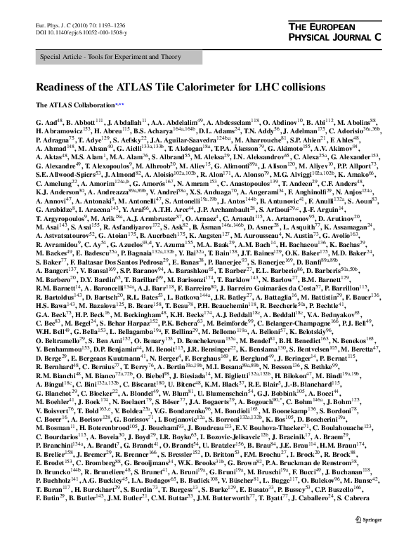(PDF) Readiness of the ATLAS Tile Calorimeter for LHC collisions