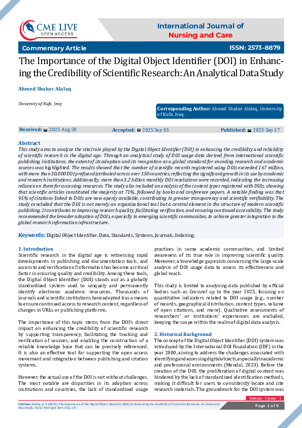 (PDF) The Importance of the Digital Object Identifier (DOI) in Enhancing the Credibility of ...