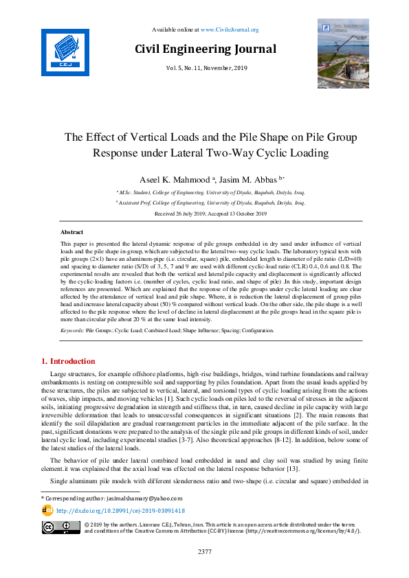 (PDF) The Effect of Vertical Loads and the Pile Shape on Pile Group ...