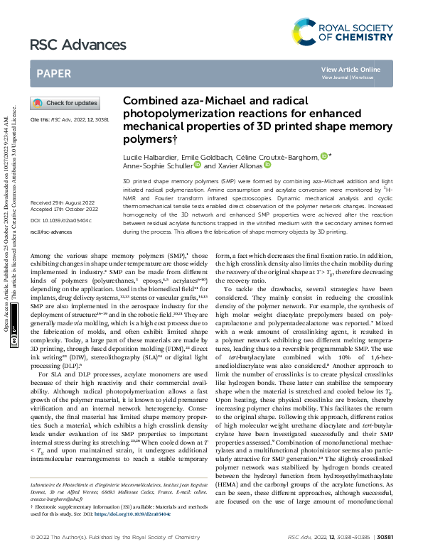(PDF) Combined aza-Michael and radical photopolymerization reactions ...