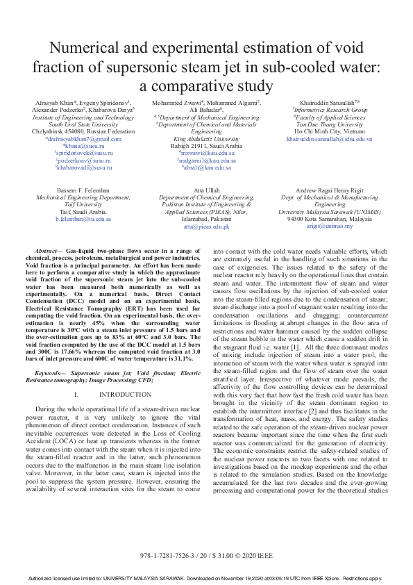 (PDF) Numerical and experimental estimation of void fraction of ...