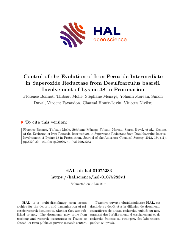 (PDF) Control of the Evolution of Iron Peroxide Intermediate in ...