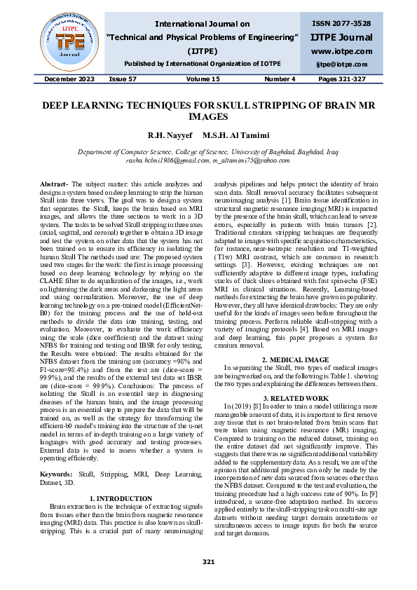 (PDF) DEEP LEARNING TECHNIQUES FOR SKULL STRIPPING OF BRAIN MR IMAGES