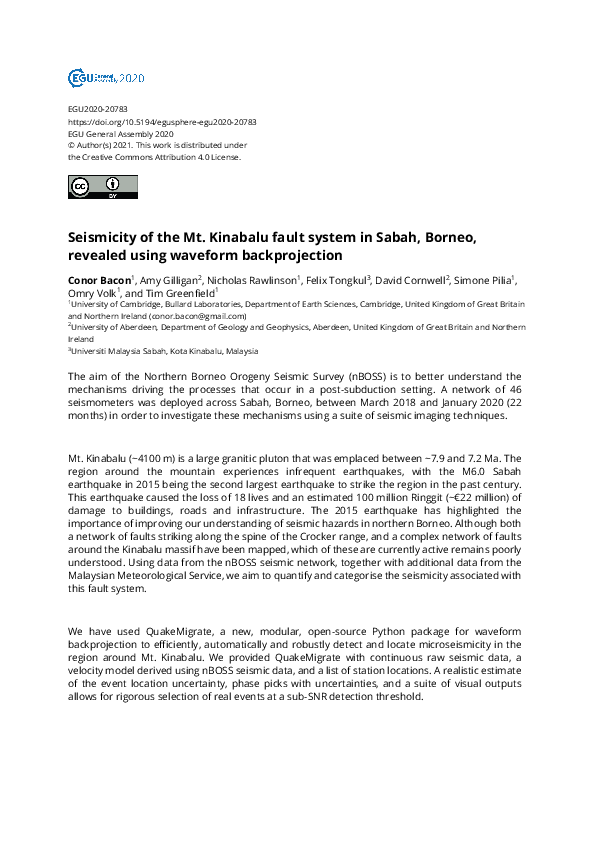 (PDF) Seismicity of the Mt. Kinabalu fault system in Sabah, Borneo ...
