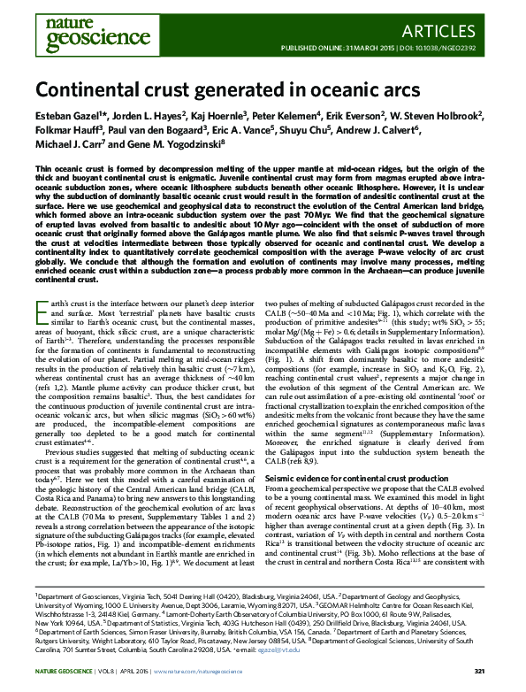 (PDF) Continental crust generated in oceanic arcs