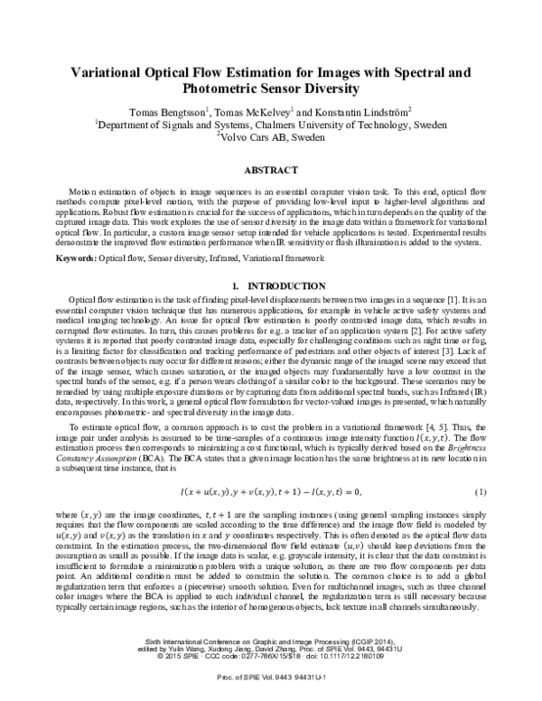 (PDF) Variational optical flow estimation for images with spectral and photometric sensor diversity