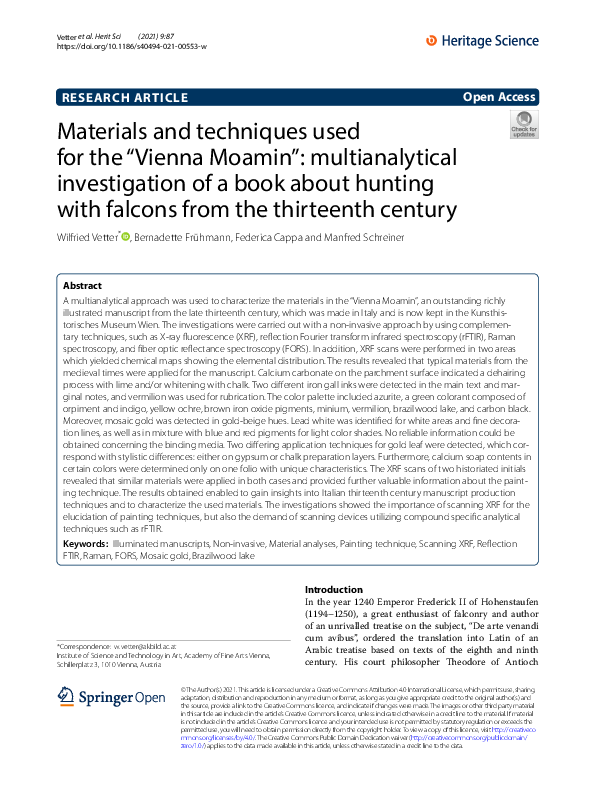 (PDF) Materials and techniques used for the “Vienna Moamin ...